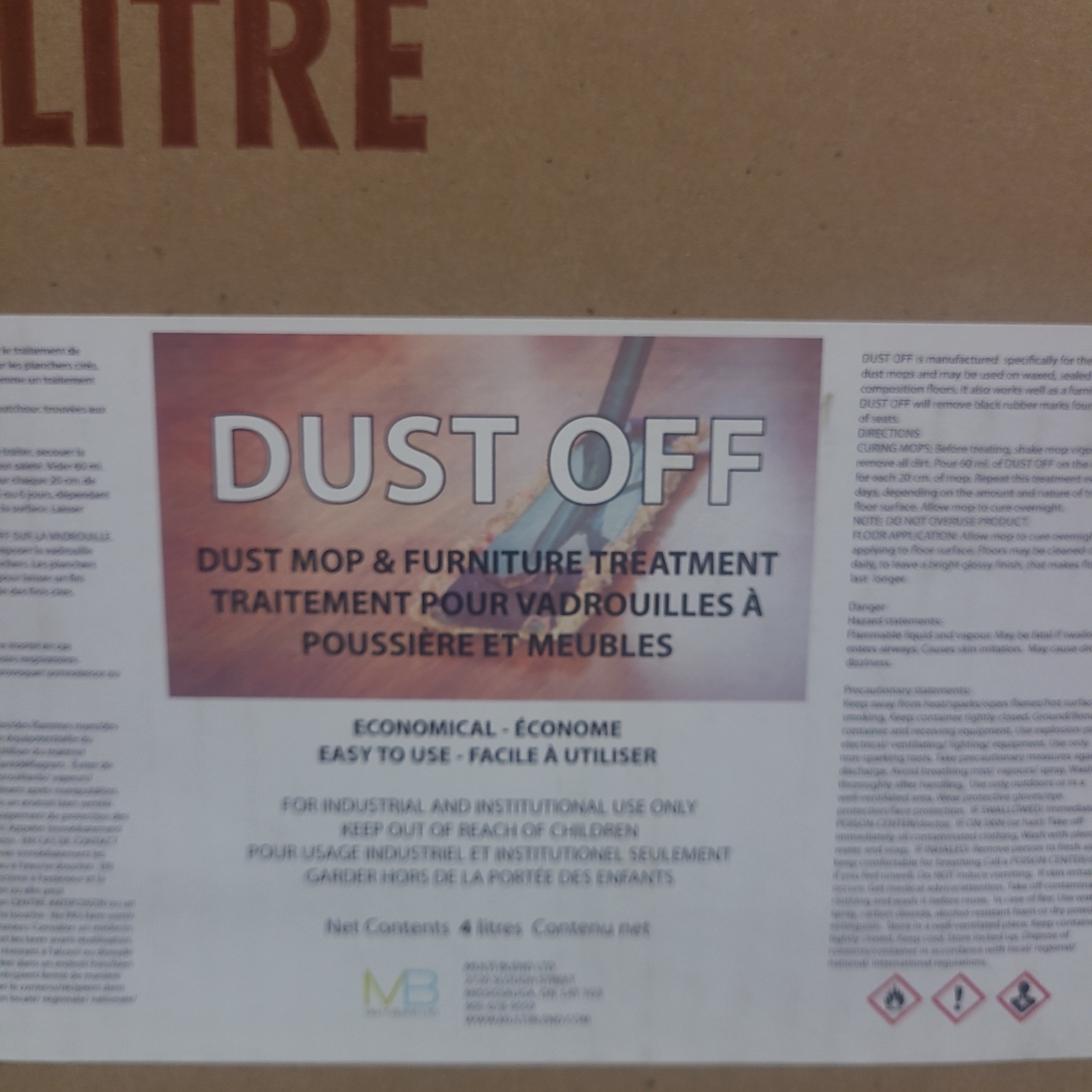 DUST OFF DUSTMOP TREATMENT LIQUID 4L – Tex Euro Industrial Sales Ltd.