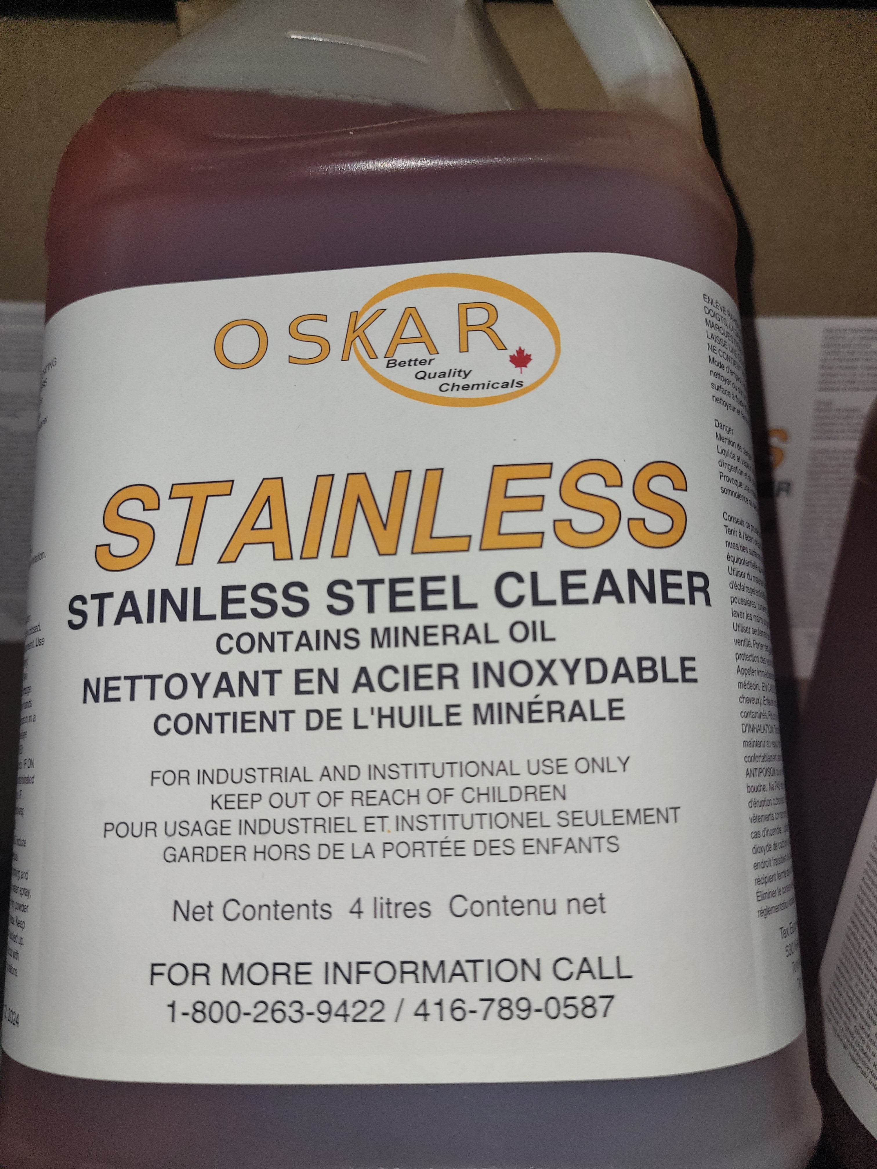 STAINLESS STEEL CLEANER LIQUID 4L – Tex Euro Industrial Sales Ltd.
